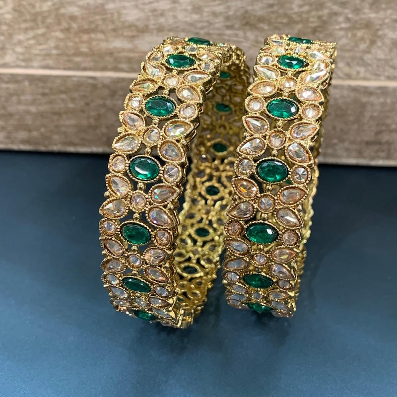 Emerald Green Kangan - Etsy UK