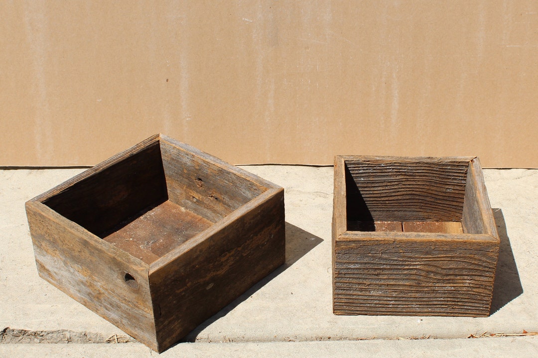Short Square Reclaimed Redwood Planter - Etsy