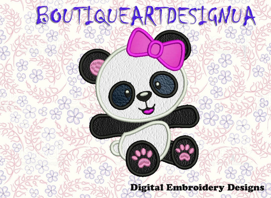 Cute Panda Applique Embroidery Designs, Panda Machine Embroidery ...
