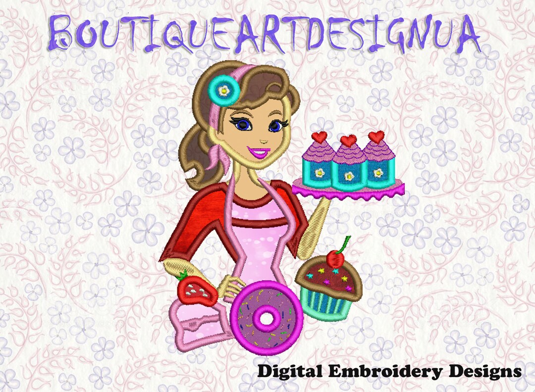 Charming Cook Applique Embroidery Design, Creative Cook Embroidery ...