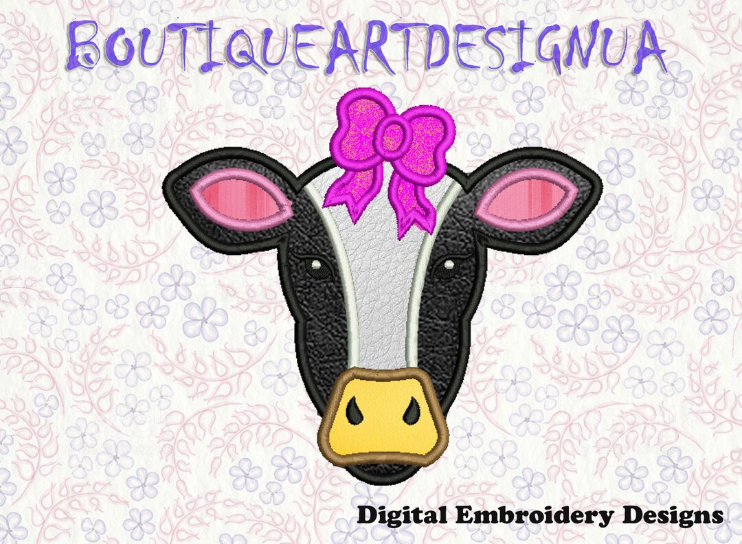 Cow Face Applique Embroidery Designs, Funny Cow Head Machine Embroidery ...