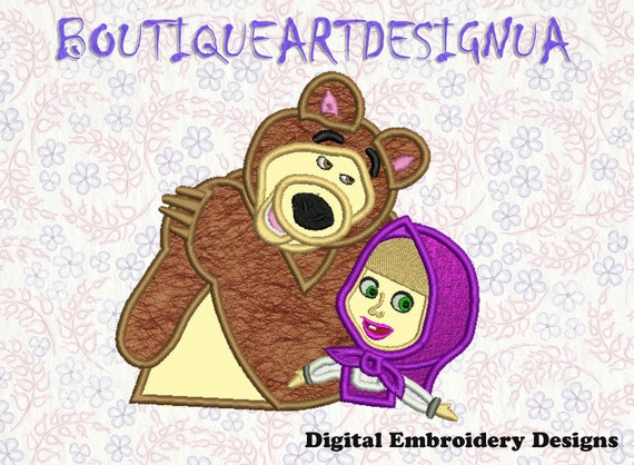 Masha Applique Embroidery Designs Masha and bear Embroidery | Etsy