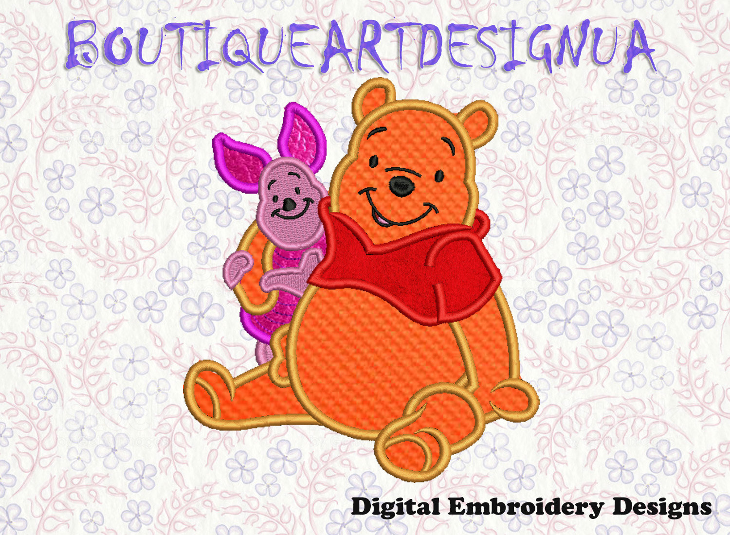 Bear and Piglet Applique Machine Embroidery Design Piglet | Etsy