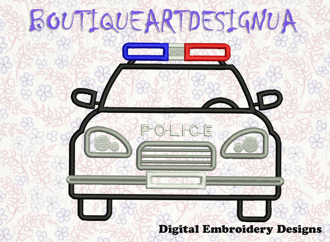 Police car Applique Embroidery Designs Police Embroidery | Etsy