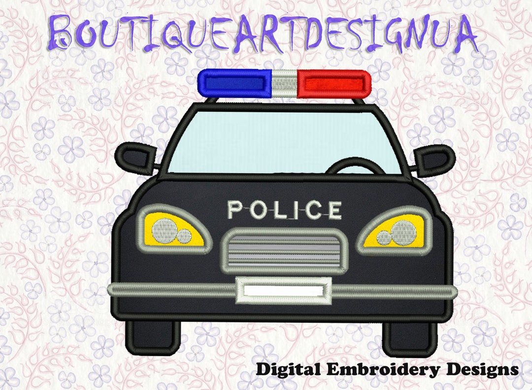 Police Car Applique Embroidery Designs, Police Embroidery Designs ...