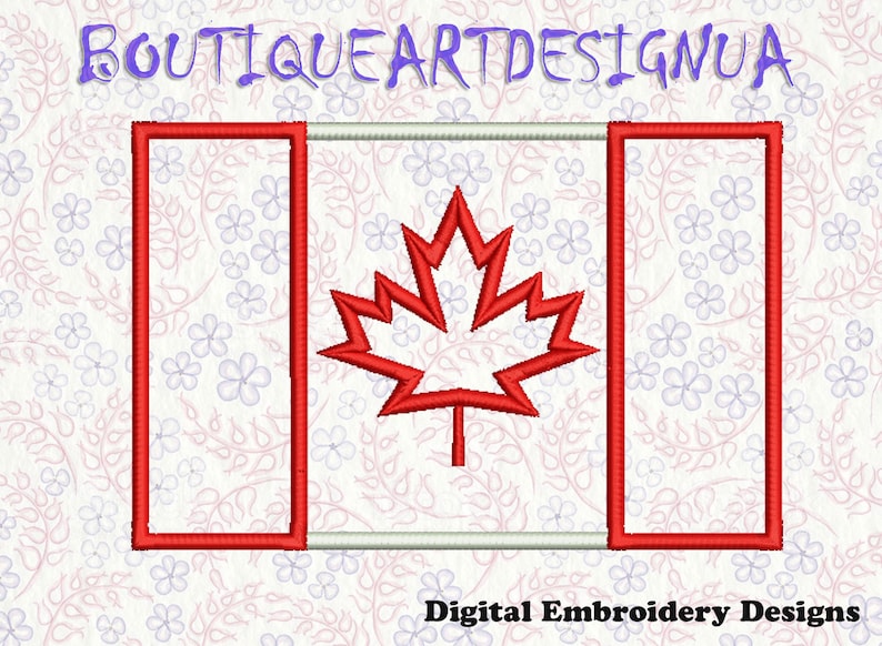 Canada Flag Applique Embroidery Designs Canada Machine - Etsy