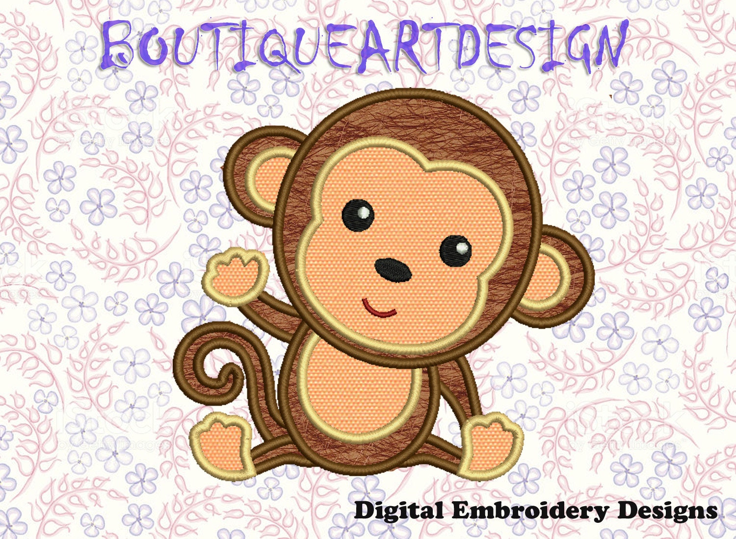 Monkey Applique Embroidery Designs Funny Monkey Machine - Etsy
