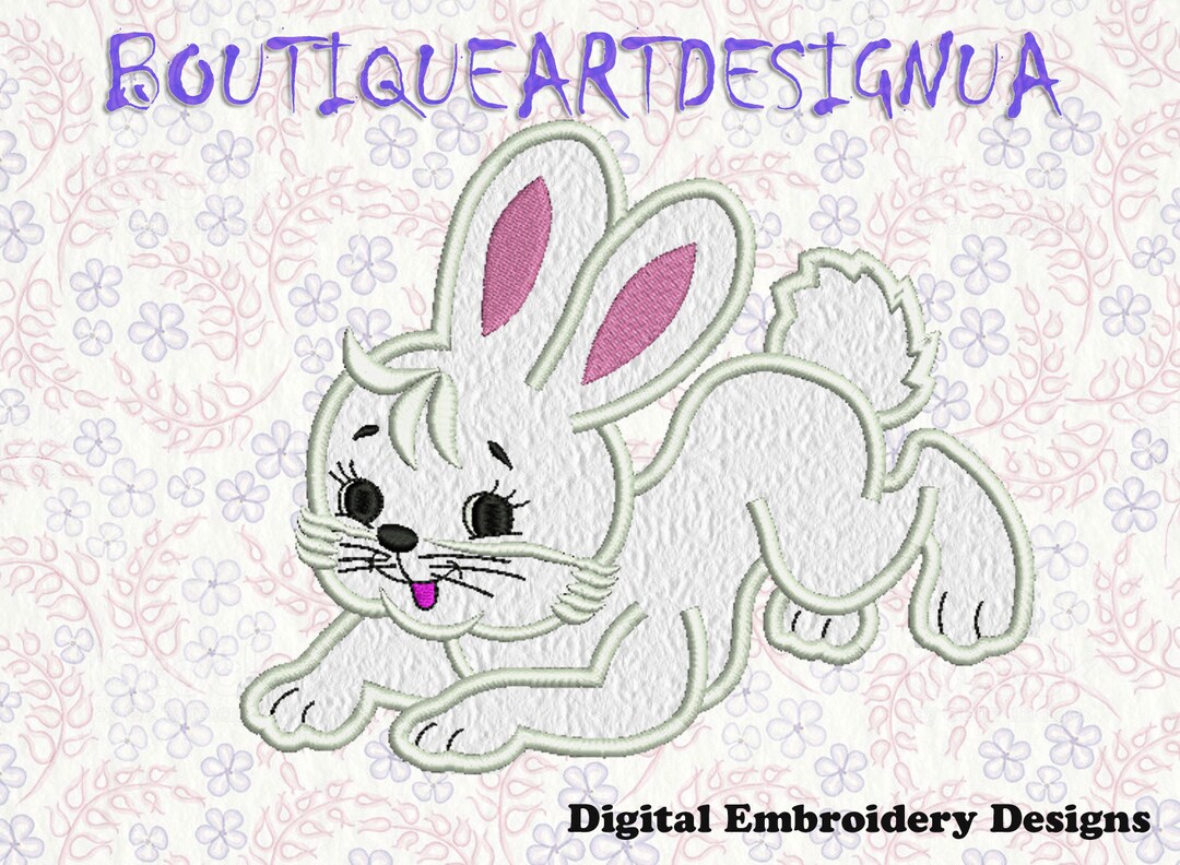 Rabbit Applique Machine Embroidery Design, Bunny Machine Embroidery ...