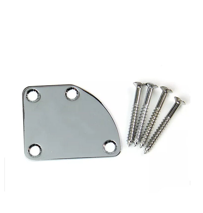 Chrome 4 Bolt Contoured Off-set New Neck Plate for Strat Tele Delux ...