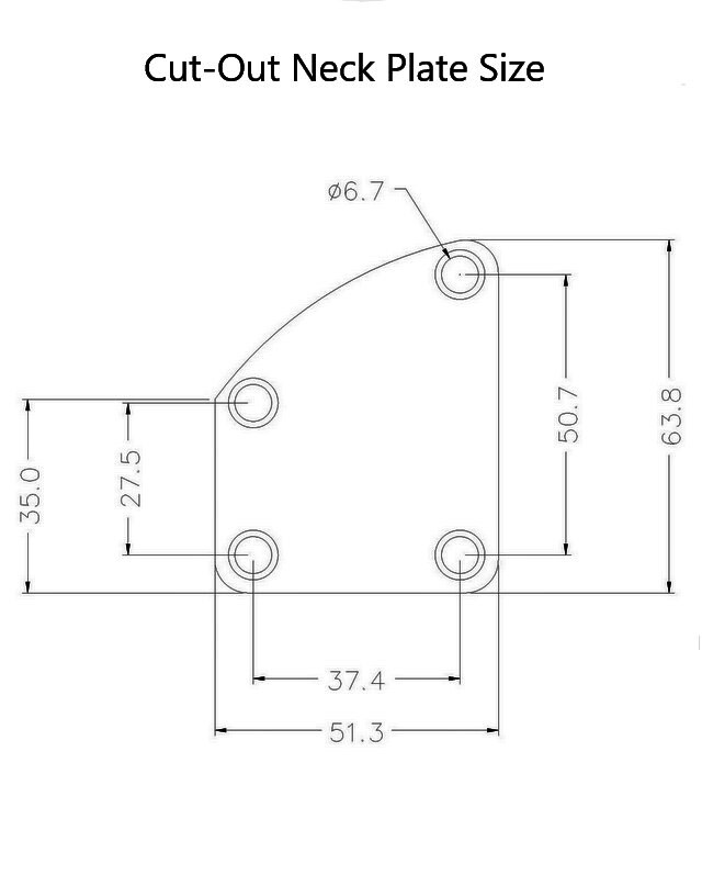 Chrome 4 Bolt Contoured Off-set New Neck Plate for Strat Tele Delux ...