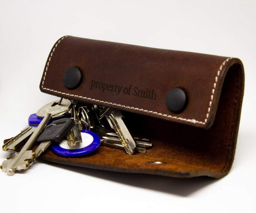 Personalized Key Case, Leather Key Case, Leather Key Wallet, Engraving ...