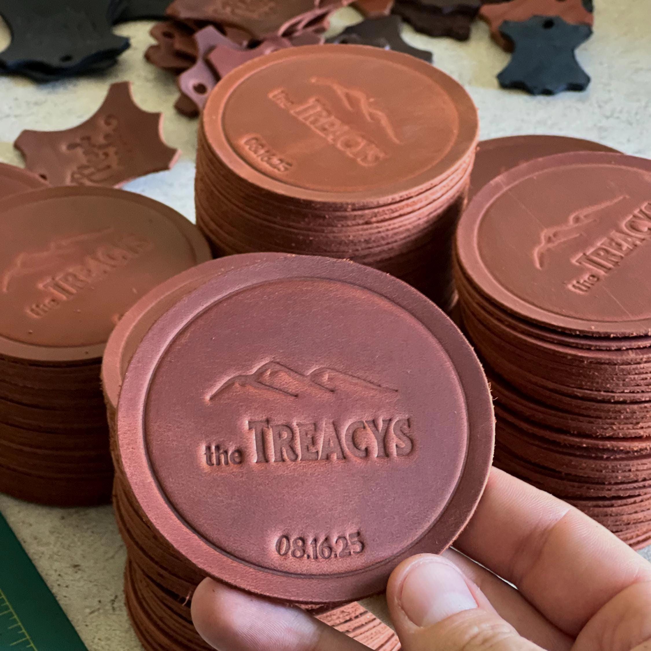 Personalized Brown Leather Coasters: Embossed Restaurant Coasters, Bulk ...