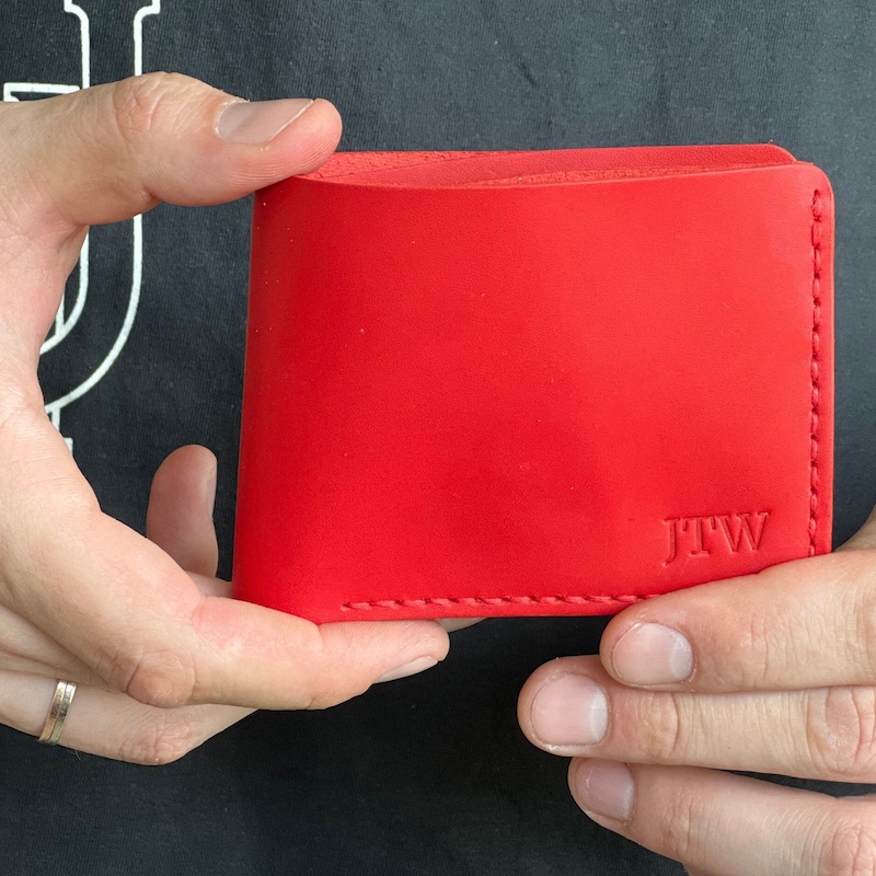 Red Leather Wallet - Etsy