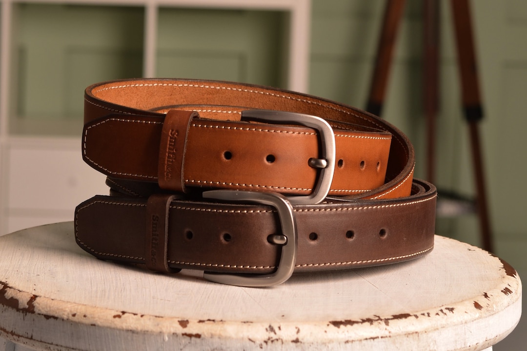 Combo of 2 Stitched Leather Belts, Combo of Brown Mens Belts, Brown and ...