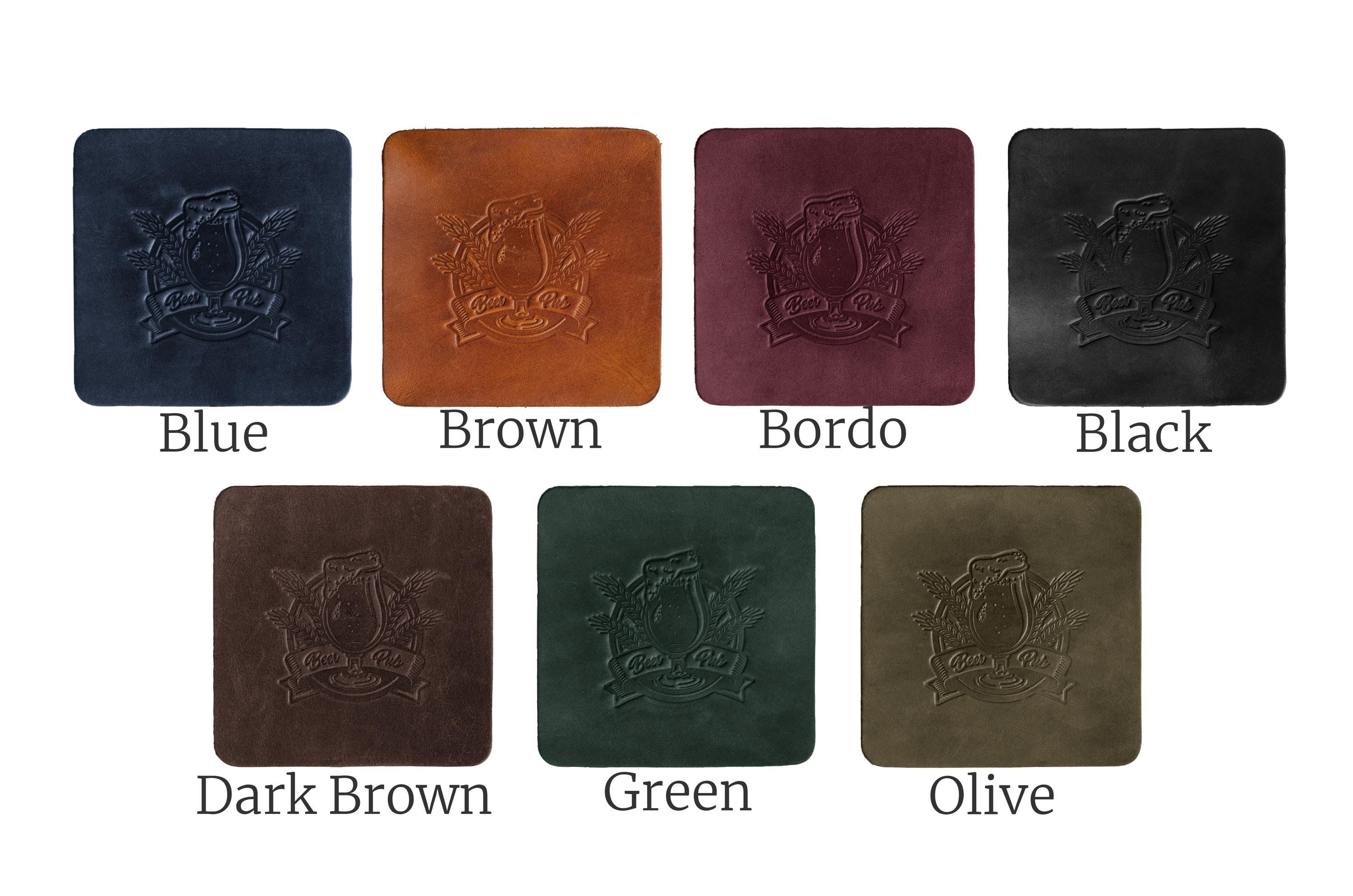Personalized Leather Coasters Set of 6: Full-grain Custom Drink ...