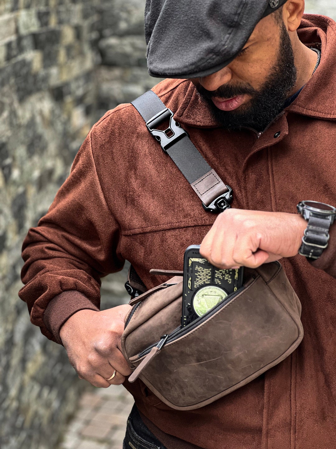 Mens Full-grain Leather Waist Bag: Crossbody Fanny Pack, Christmas ...