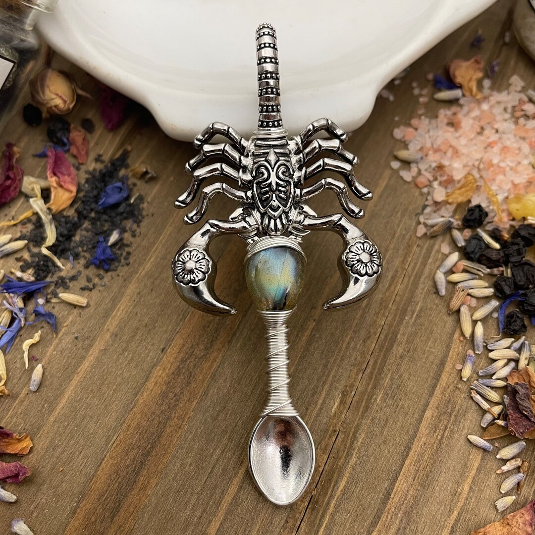 Labradorite Scorpion Wire Wrap Pendant Necklace Tea Spices Beads Witch ...