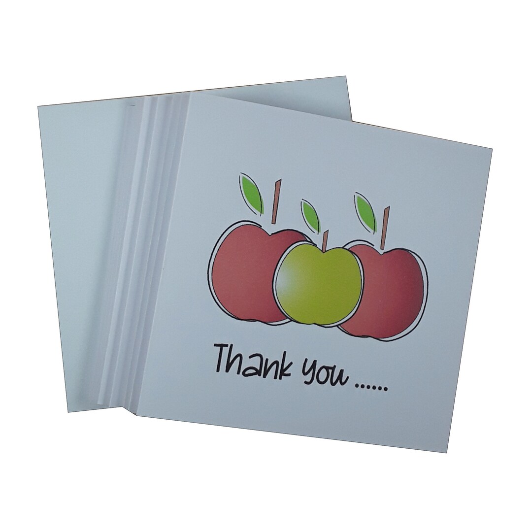 Pack of 8 mini Apple Thank you cards, Card for Teacher, Any occasion ...