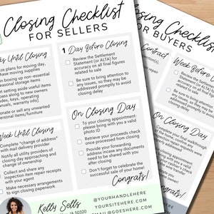 Realtor Closing Checklist Template: Home Buyer & Seller Tools (editable ...