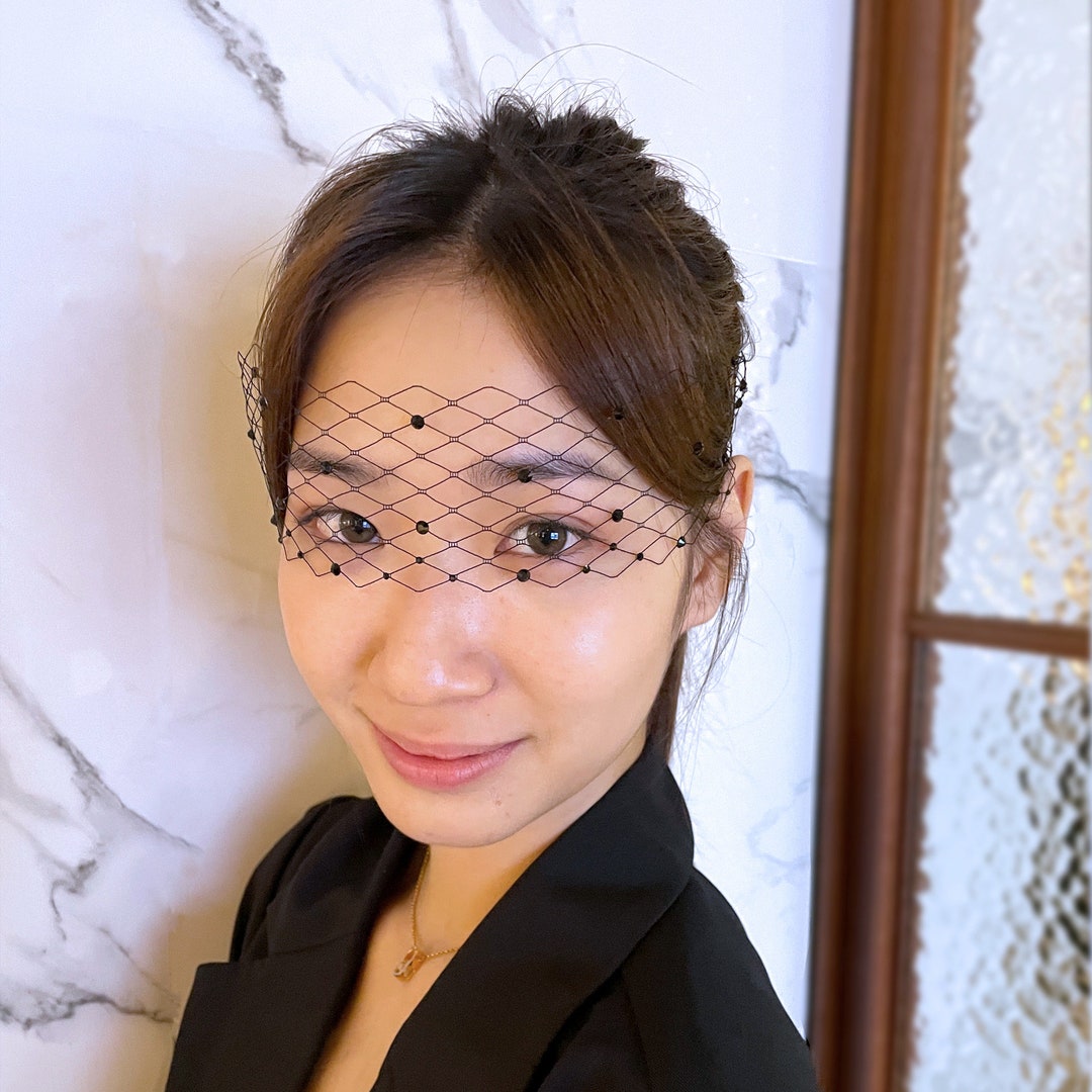 Black Veil Halloween Eye Veil Face Mask Christmas Ball Crystal ...