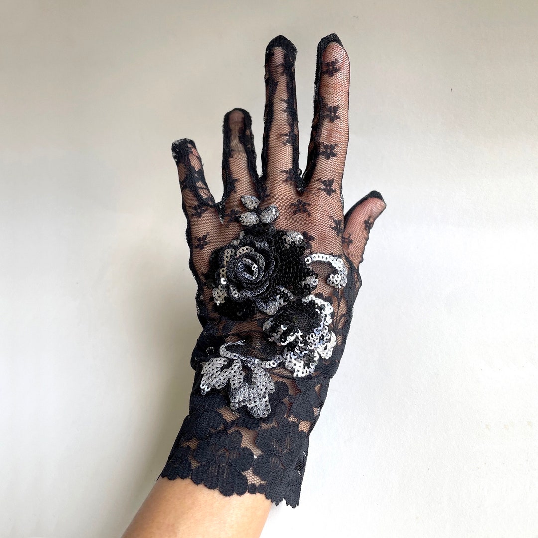 Black Lace Gloves, Women Wedding Gloves, Evening Dress Gloves, Fashion ...