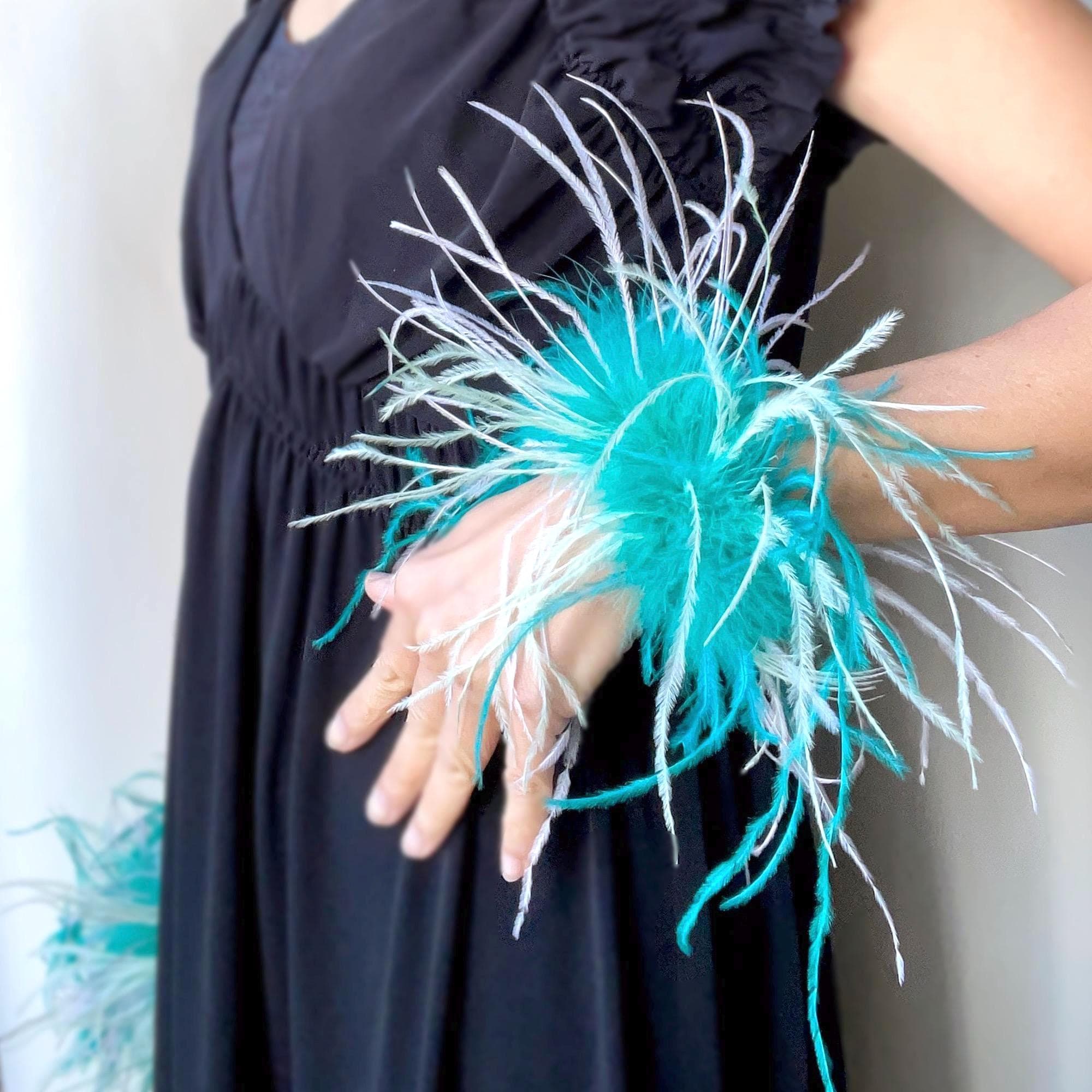 Chic Ostrich Feather Cuffs Green, Feather Wristband, Music Festival ...