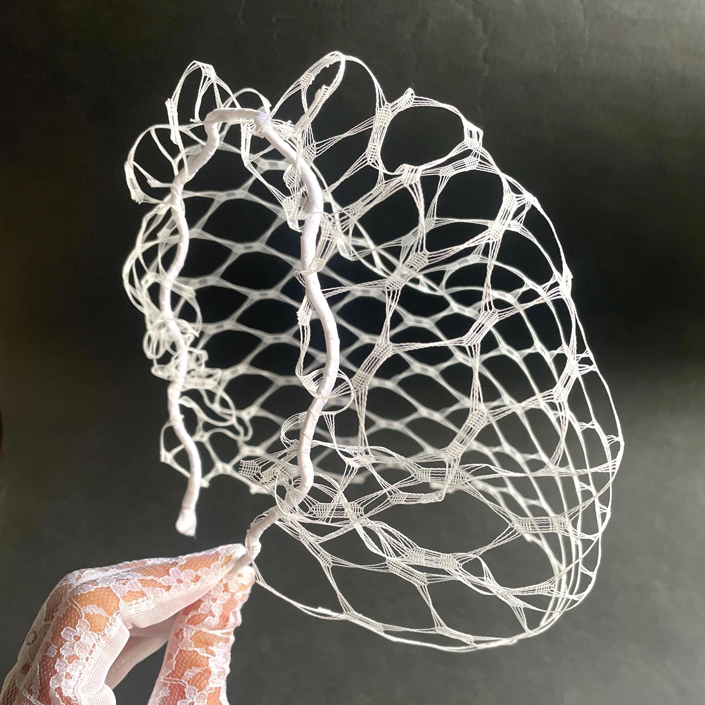 White Birdcage Veil, White Face Veil Wedding, Bachelorette Veil, Hens ...