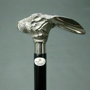 Wooden Walking Stick , Victorian Rabit Head Handle Cane With Rabbit ...