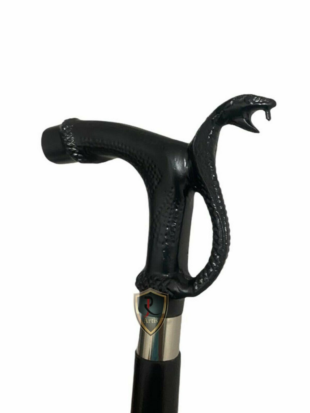 Snake Walking Stick Cane Wood & Bronze Classic Hand Casted Metal Brass ...