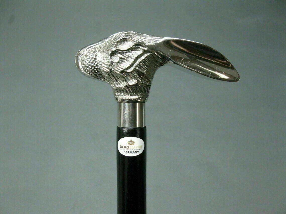 Wooden Walking Stick Victorian Rabit Head Handle Cane With - Etsy