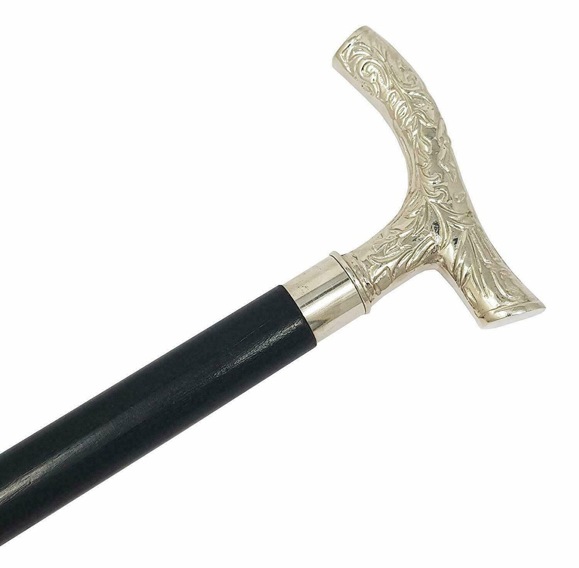 Antique Brass Handle Vintage Style Wooden Walking Stick 3 Fold Handmade ...