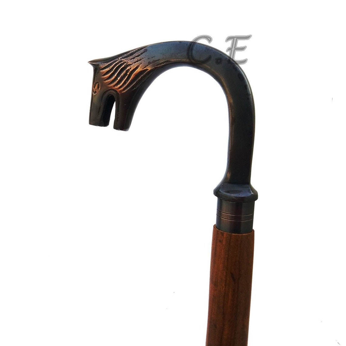 Vintage Walking Stick Solid Brass Wolf Head Designer Handle - Etsy