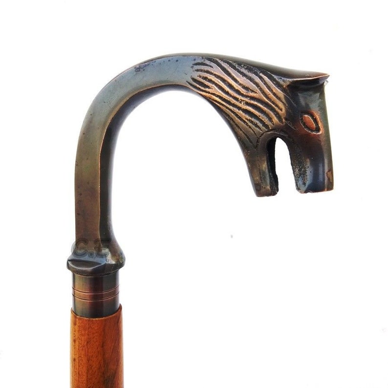Vintage Walking Stick Solid Brass Wolf Head Designer Handle - Etsy