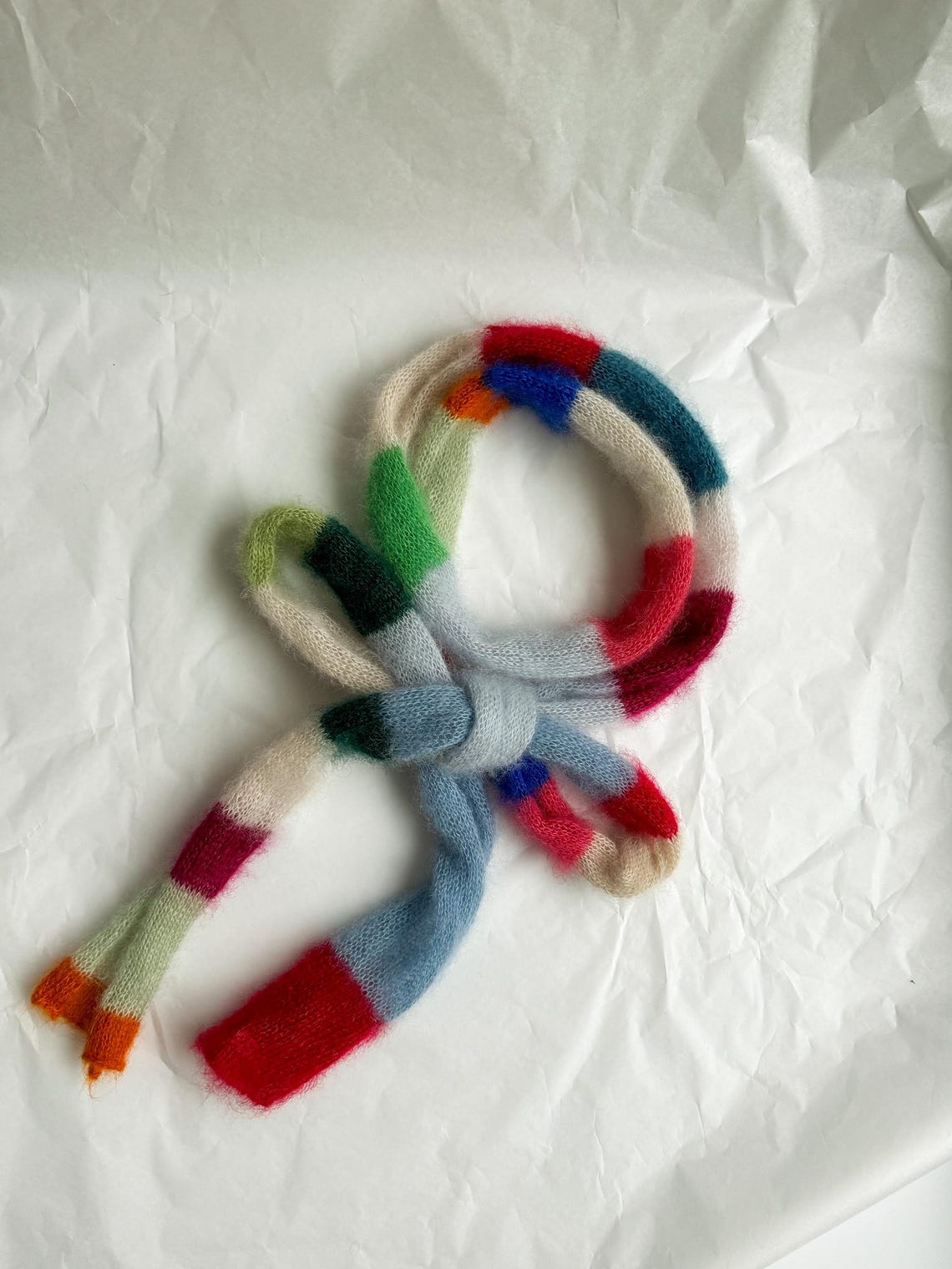 Skinny Fluffy Mohair Silk Scarf - Thin and Long - Multicolored ...