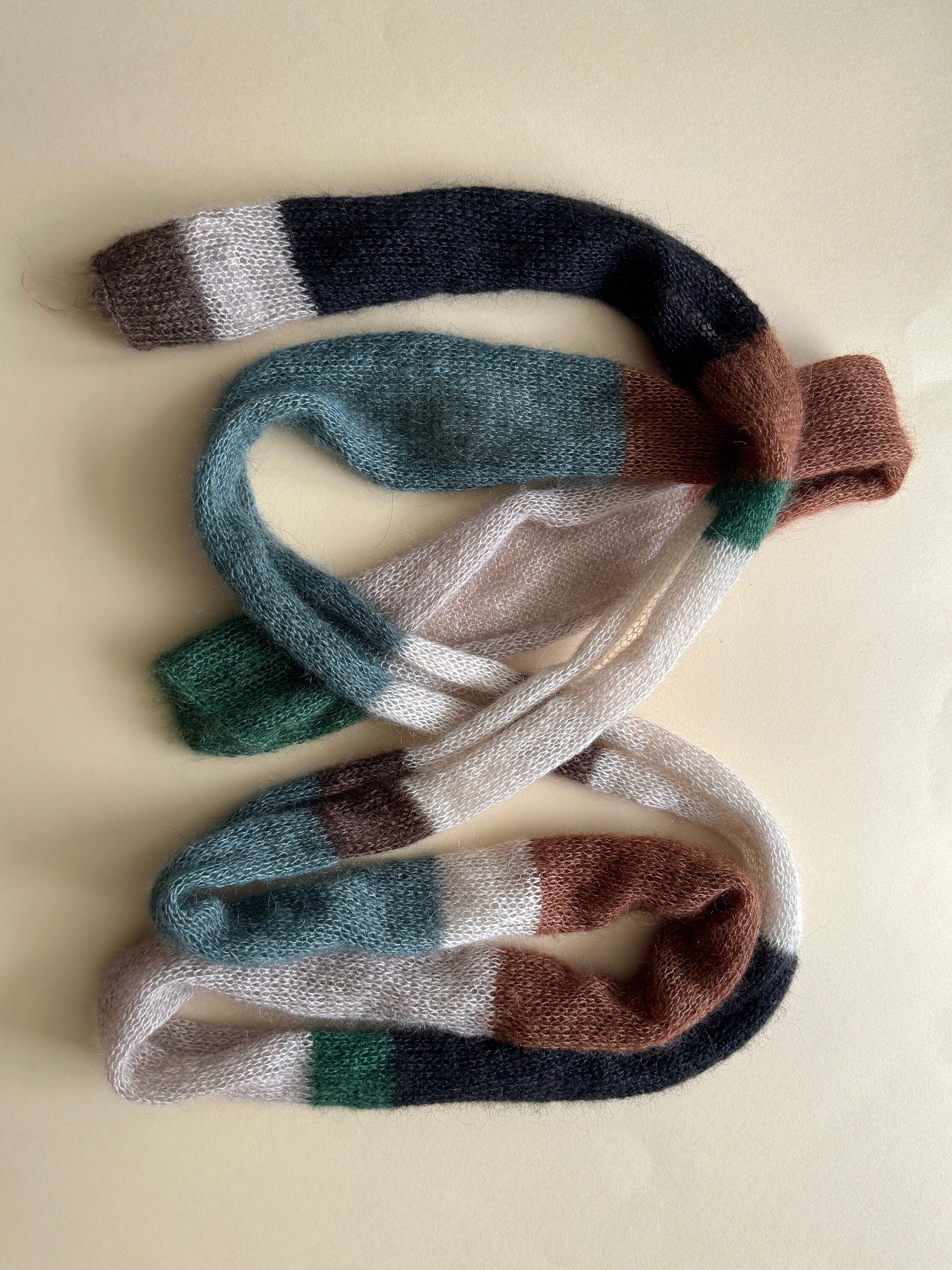 Skinny Fluffy Mohair Silk Scarf Thin and Long Earthy - Etsy
