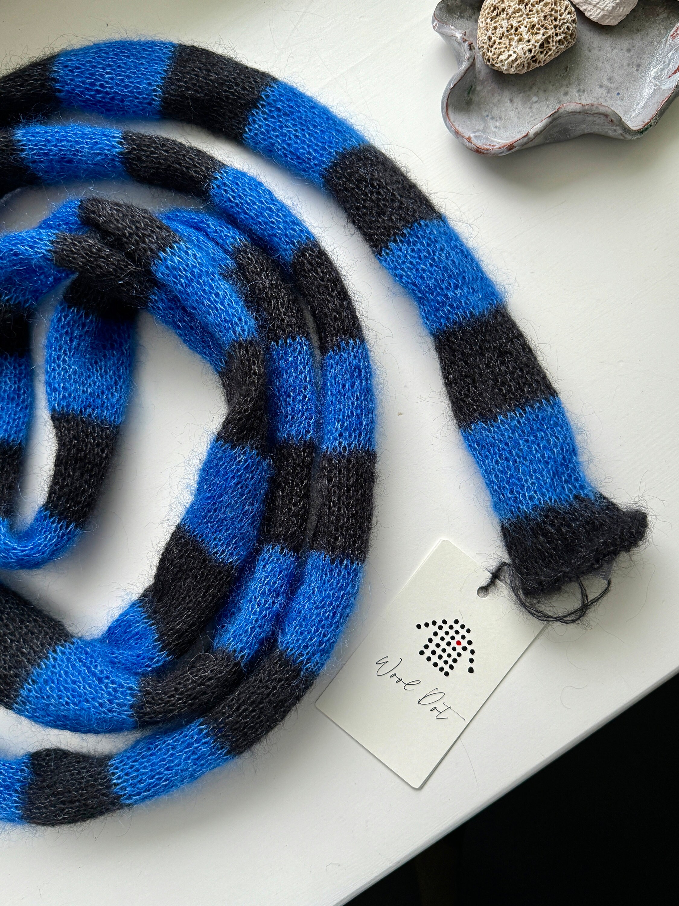 Skinny Fluffy Mohair Silk Scarf - Thin and Long - Natural Yarn - Black ...