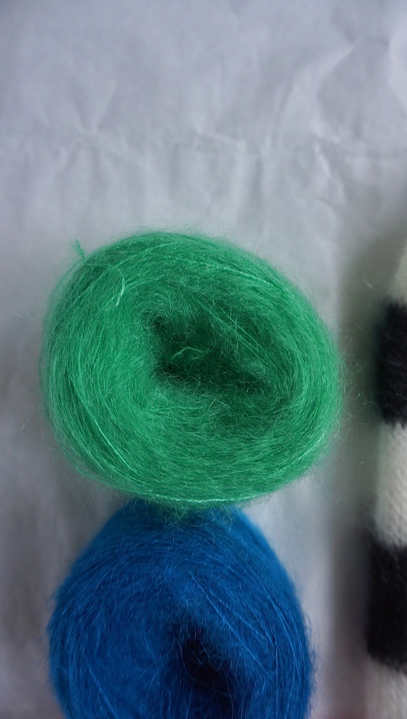 Skinny Fluffy Mohair Silk Scarf Thin and Long Black White Stripes ...