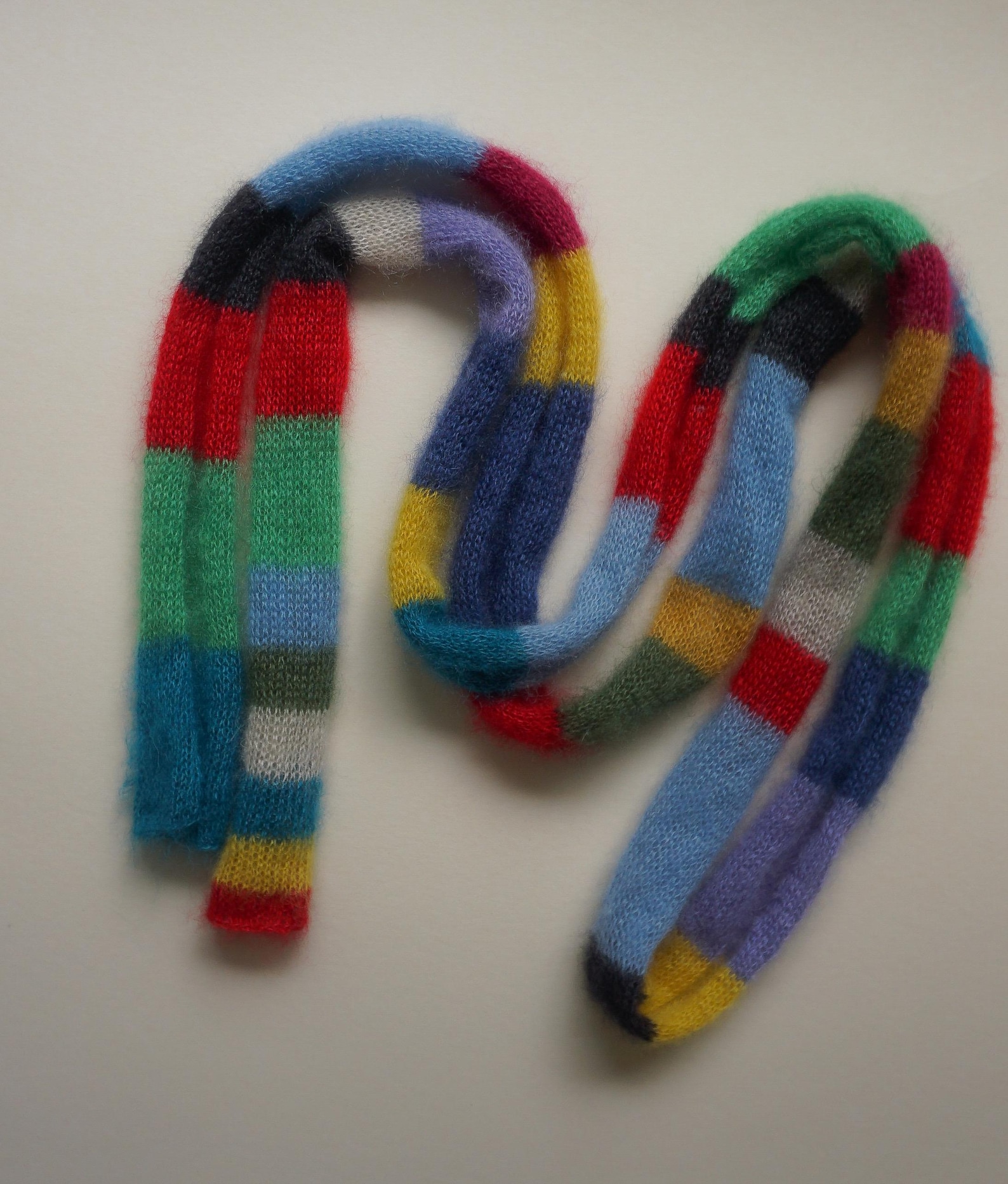 Skinny Fluffy Mohair Silk Scarf - Thin and Long - Multicolored ...