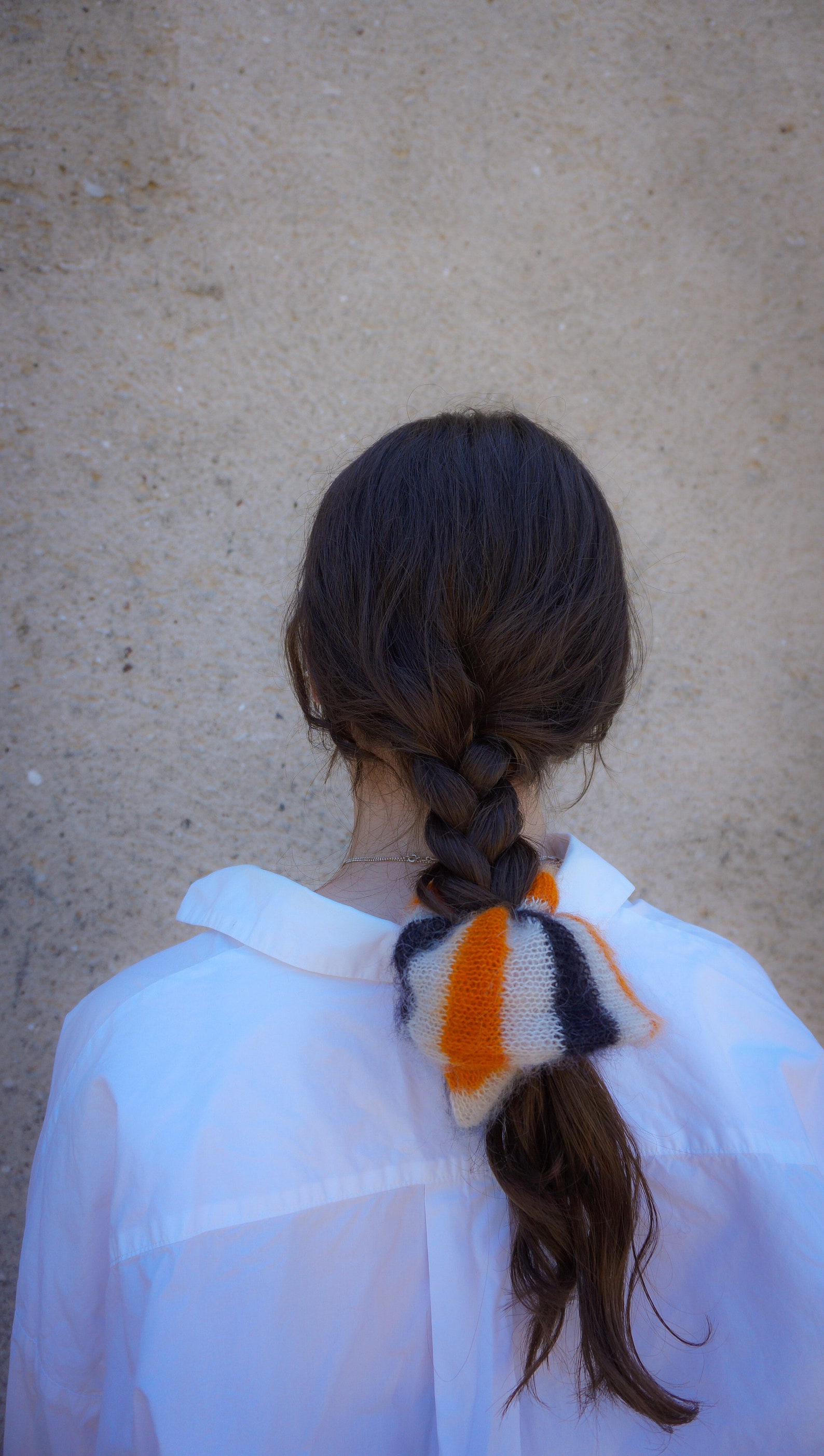 Black Ecru Orange Striped Mohair Scrunchie - Soft Scrunchie - Hair ...