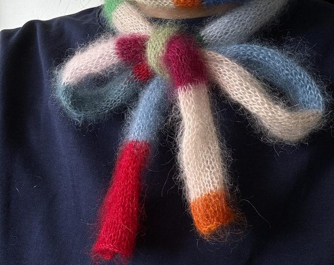 Mini Skinny Fluffy Mohair Silk Scarf - Soft Thin Knitted Scarf ...