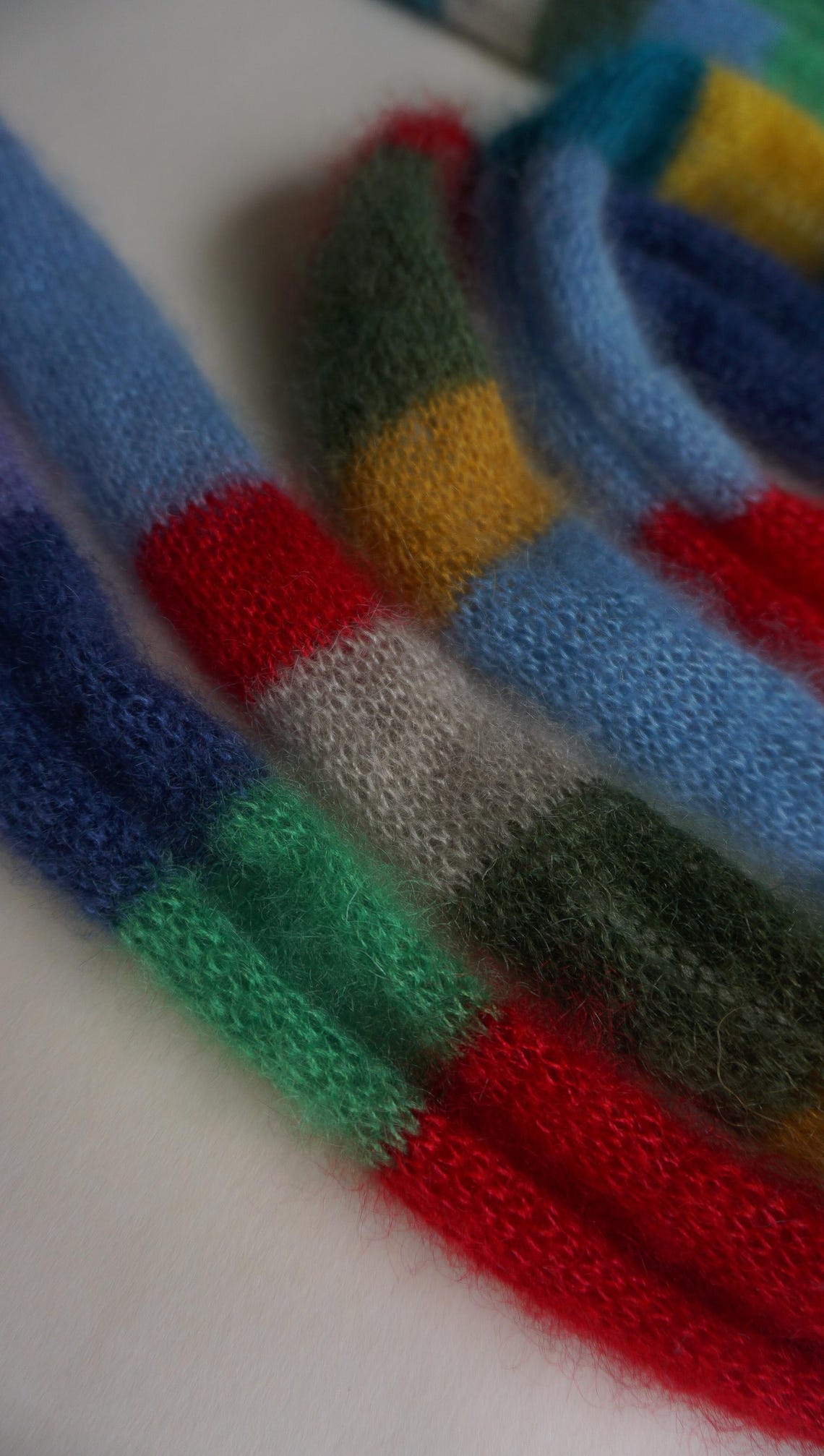 Skinny Fluffy Mohair Silk Scarf - Thin and Long - Multicolored ...