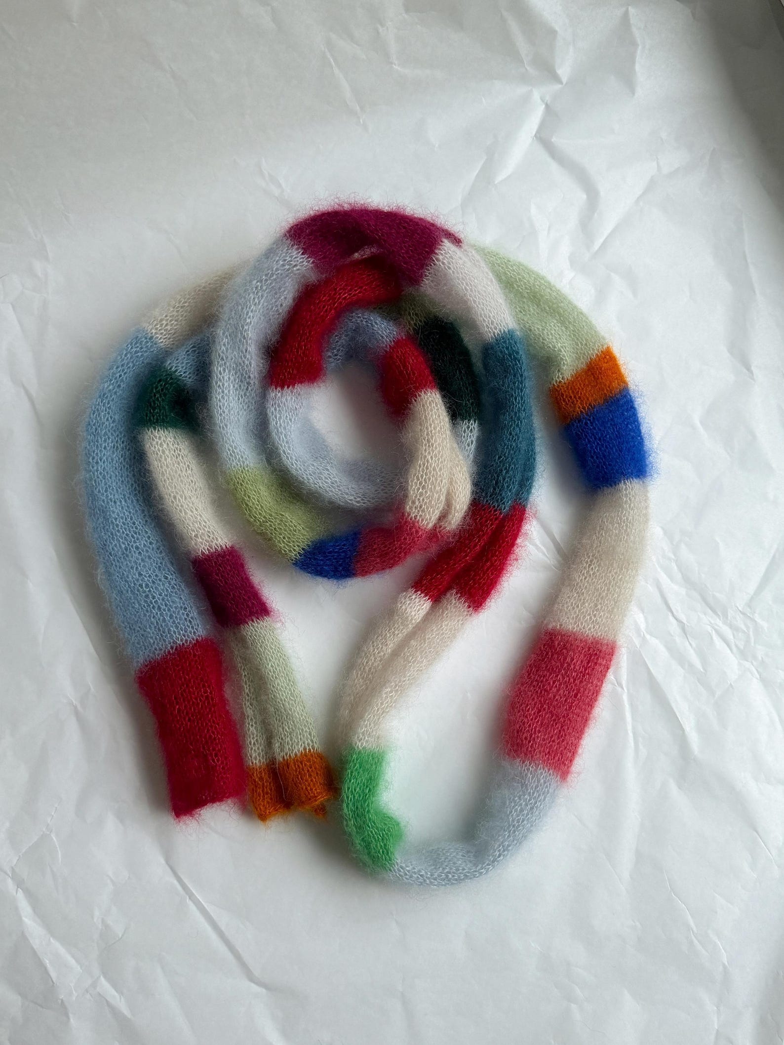 Skinny Fluffy Mohair Silk Scarf - Thin and Long - Multicolored ...