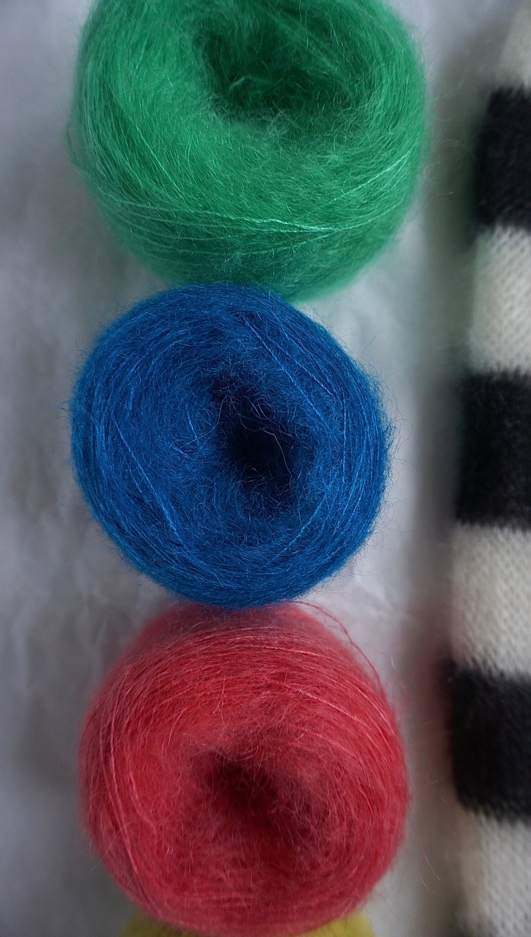 Skinny Fluffy Mohair Silk Scarf Thin and Long Black White Stripes ...