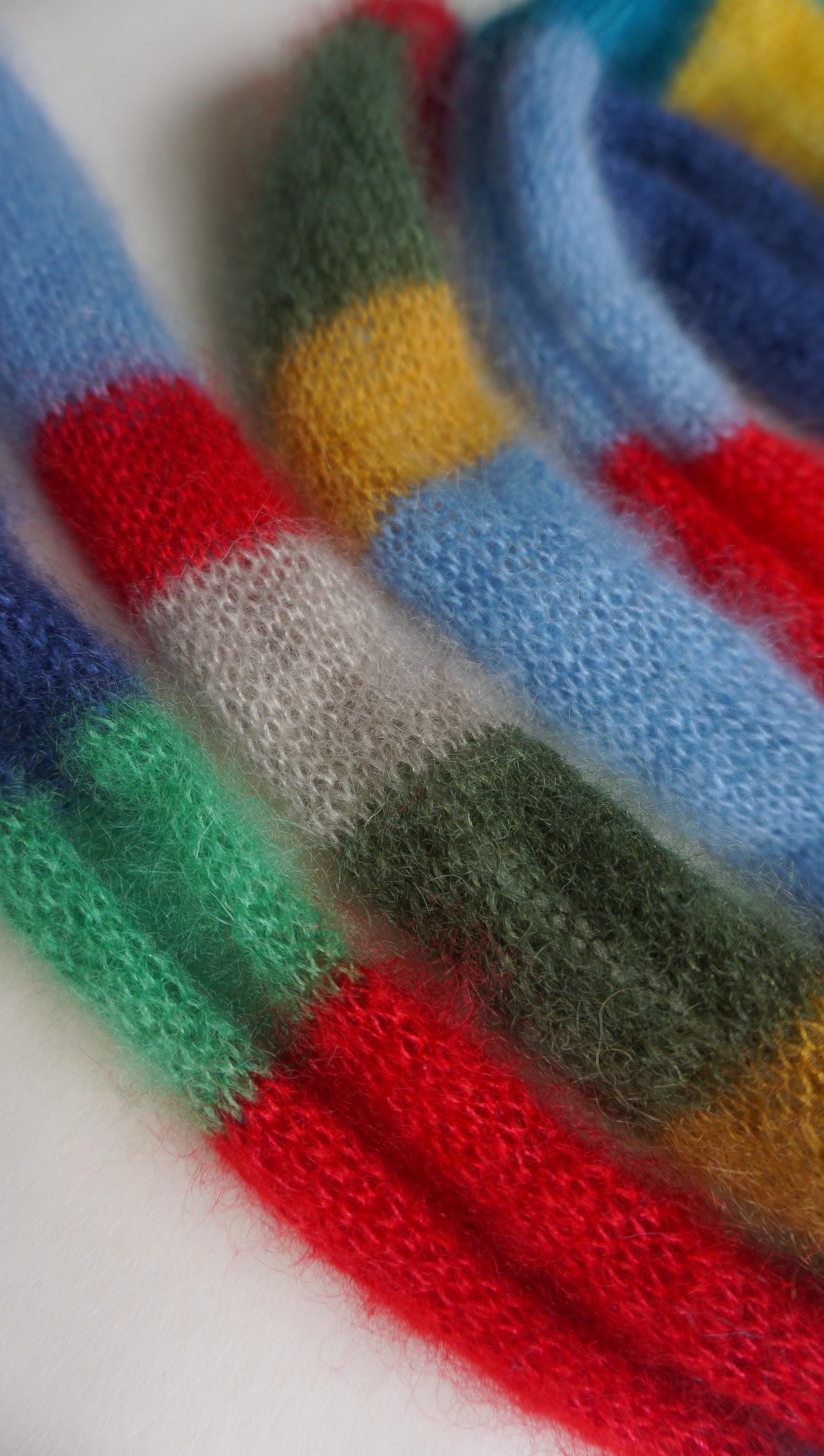 Skinny Fluffy Mohair Silk Scarf - Thin and Long - Multicolored ...