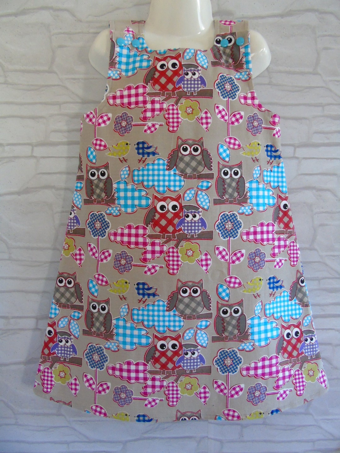Girls Owls Dress, Needlecord Pinafore Dress, Girls Autumn Spring Winter ...