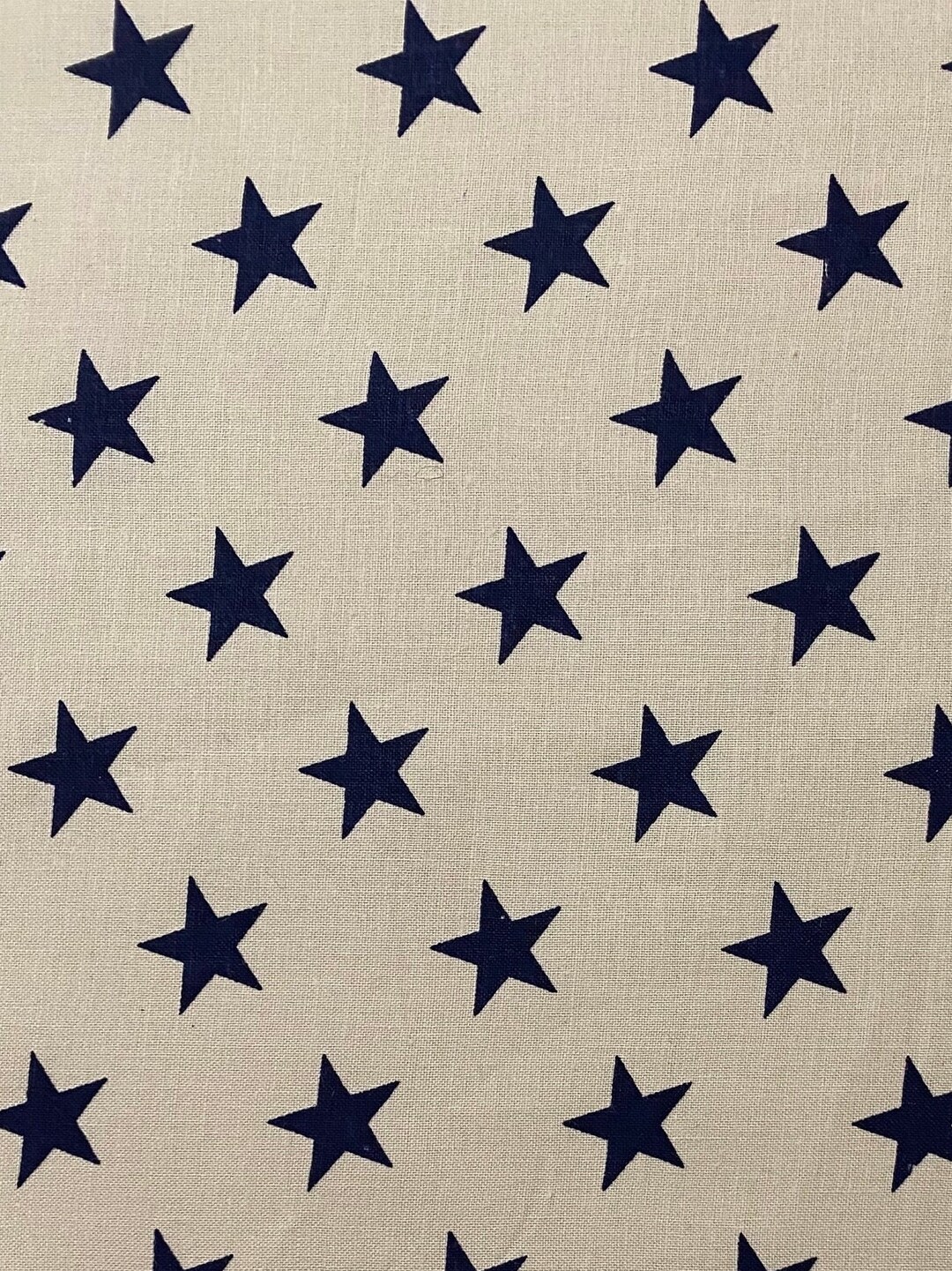Navy Stars Cotton Fabric: Antique White Background, Quilt Shop Quality ...