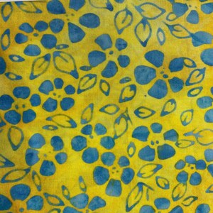 Blue and Yellow Abstract Floral Batik Fabric, 100% Woven Cotton, Quilt ...