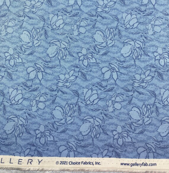 Blue Floral Cotton Fabric Quilt Shop Quality Sold as - Etsy