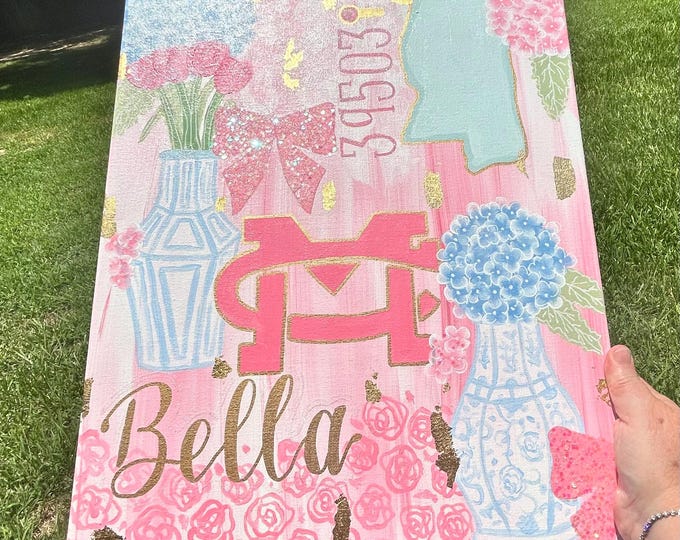 Custom Hand Painted College University Preppy Dorm Painting Wall Decor ...