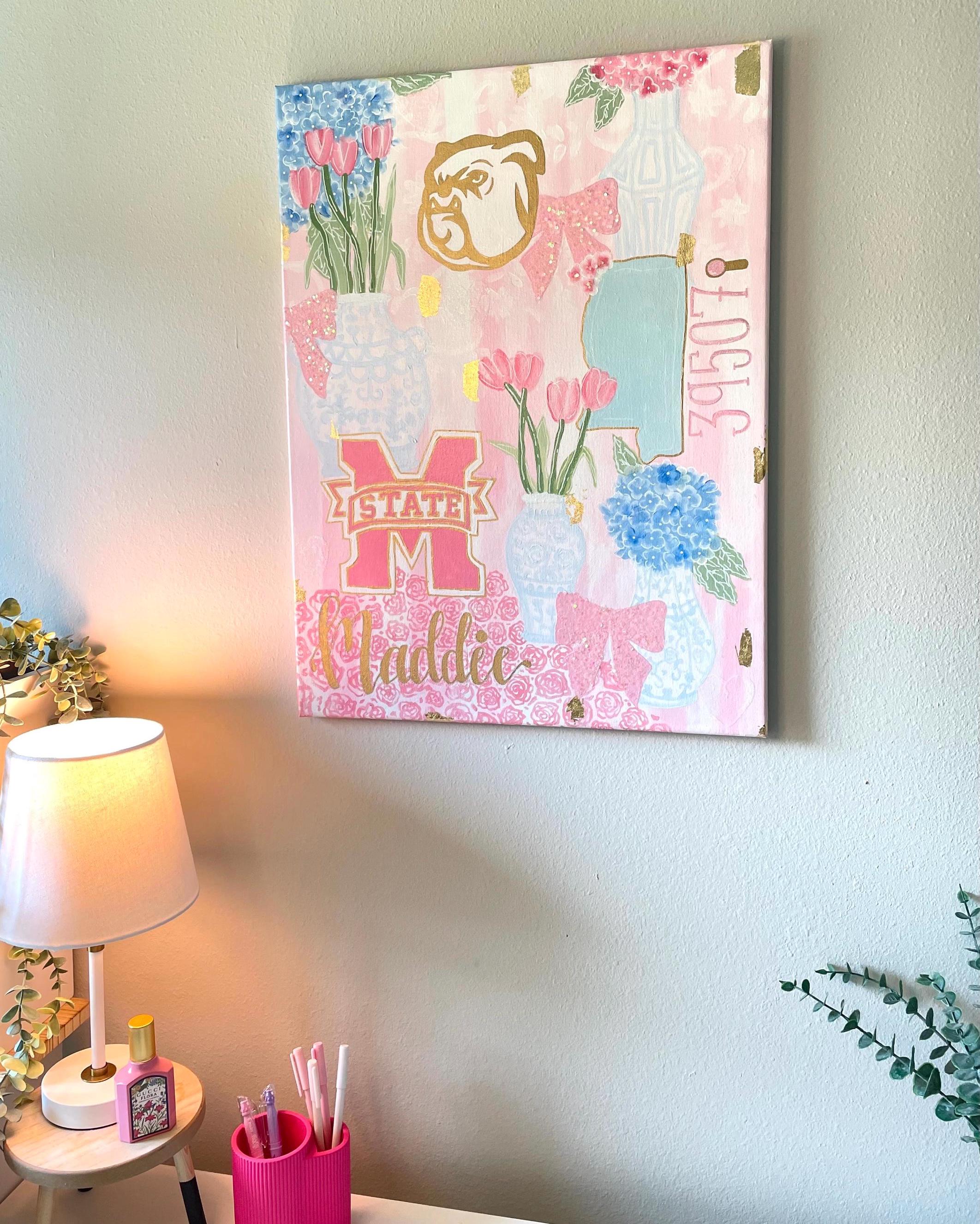 Custom Hand Painted College University Preppy Dorm Painting Wall Decor ...